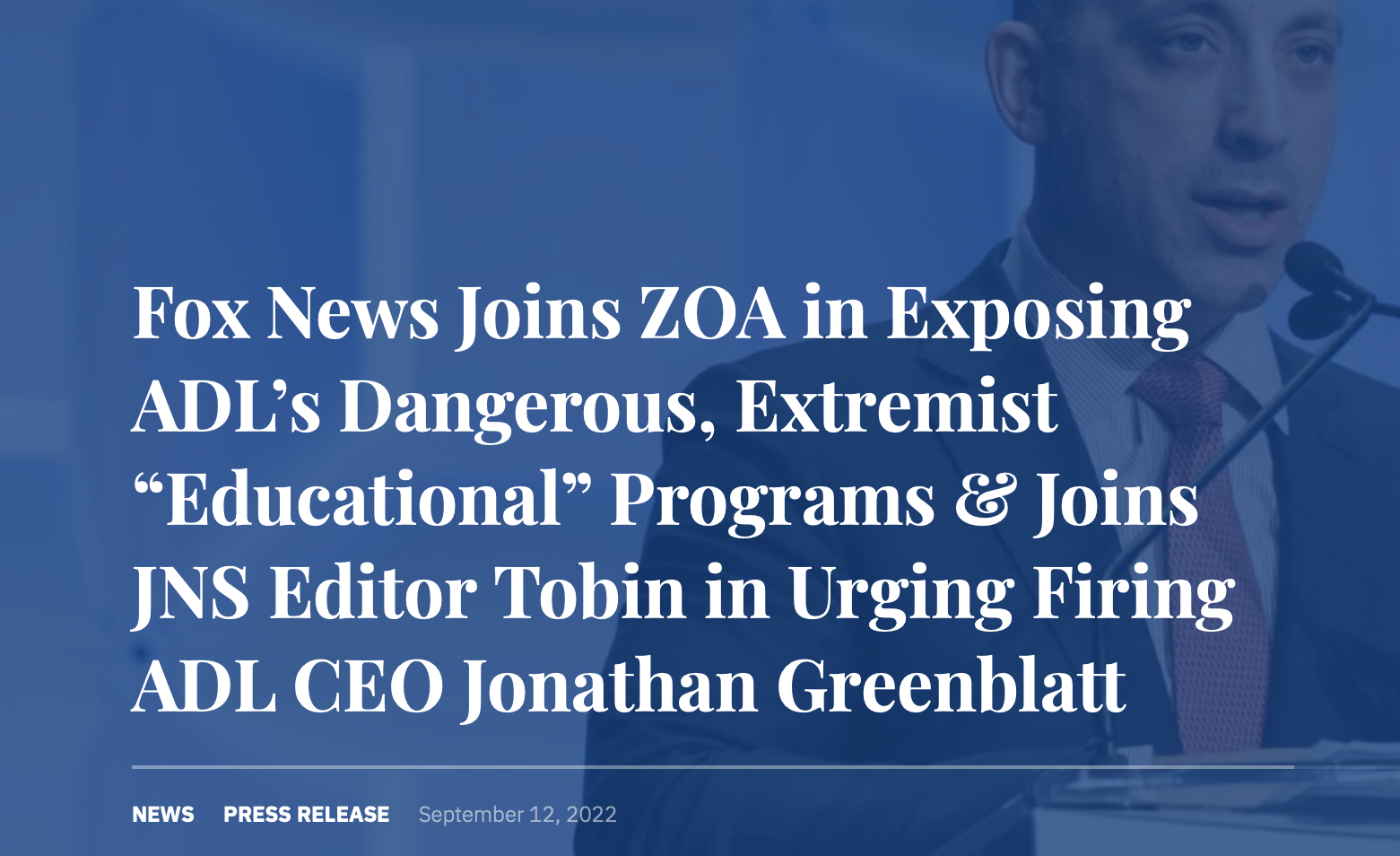 Fox News Joins ZOA in Exposing ADL’s Dangerous, Extremist “Educational ...
